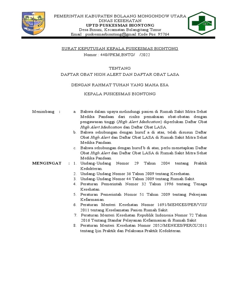 SK Daftar Obat Lasa | PDF