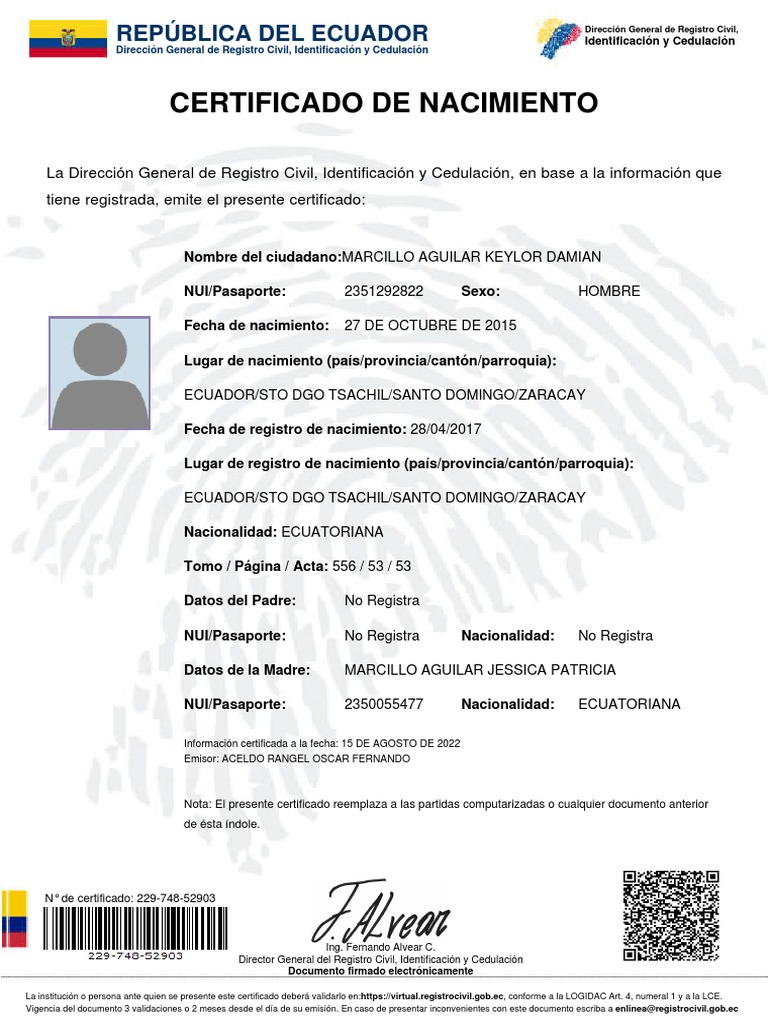 Certificado de Nacimiento en Santo Domingo | PDF | Control de acceso | Derechos humanos