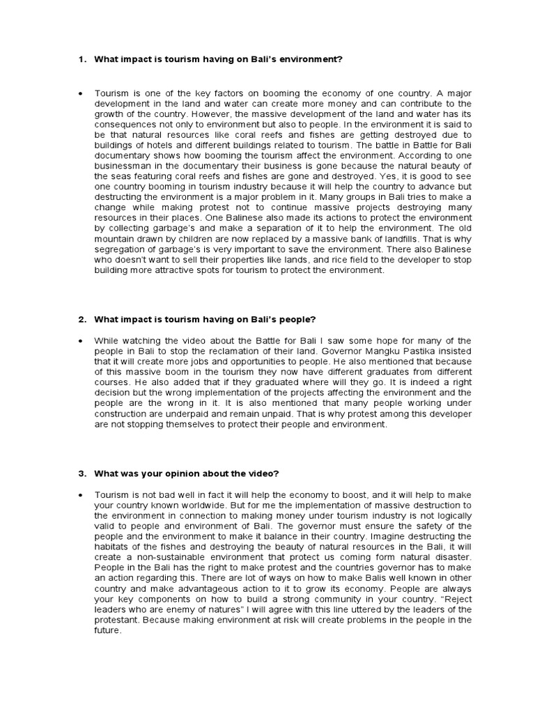 What Impact Is Tourism Having On Bali | PDF | Bali | Tourism