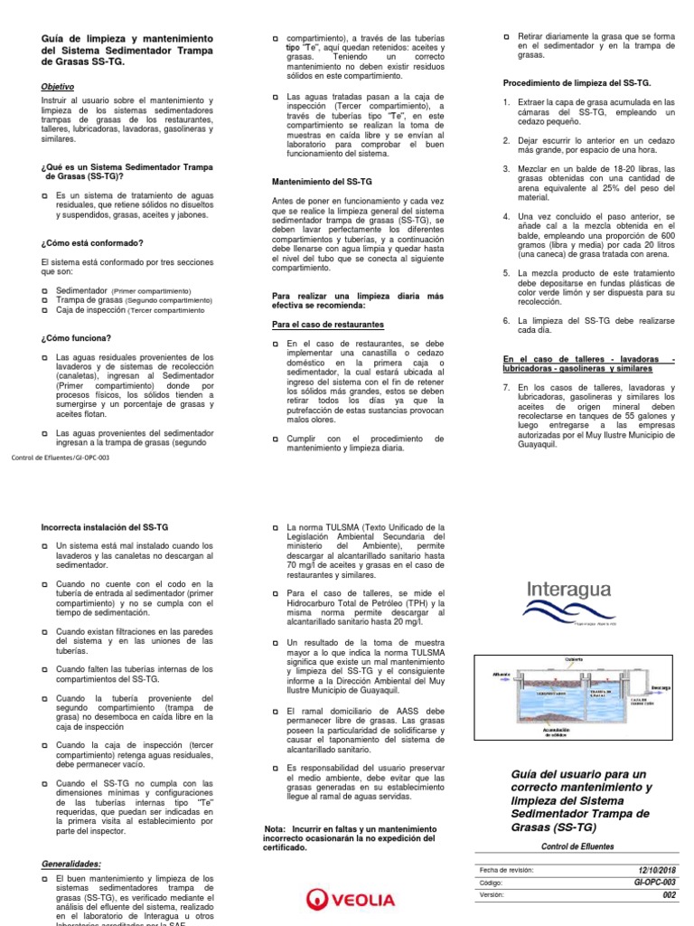 Guía limpieza SS-TG | PDF | Alcantarillado | Aguas residuales