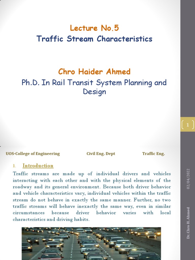 Traffic Stream Characteristics Overview | PDF | Traffic | Lane