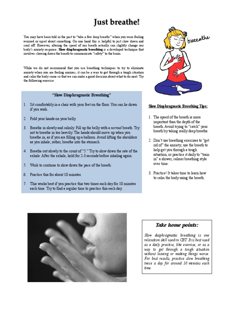 Slow Diaphragmatic Breathing Guide | PDF | Breathing | Anxiety