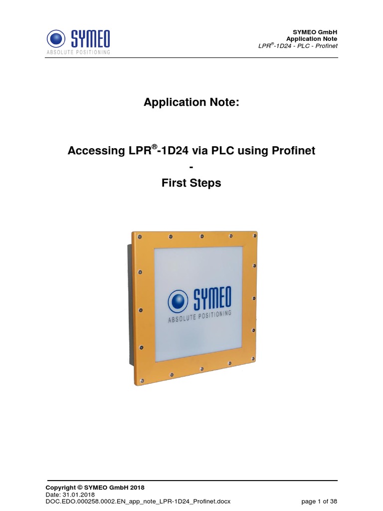 SYMEO App Note LPR-1D24 Profinet | PDF | Programmable Logic Controller | Input/Output