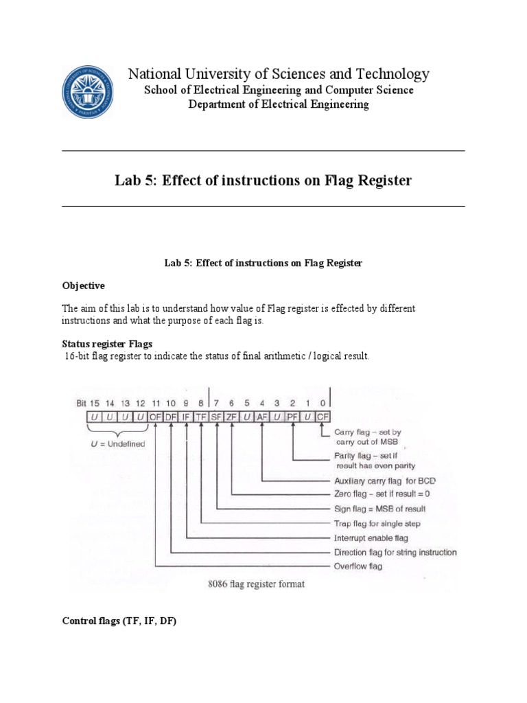 Lab-05-Effect of Instructions On Flag Register | PDF | Assembly Language | Central Processing Unit