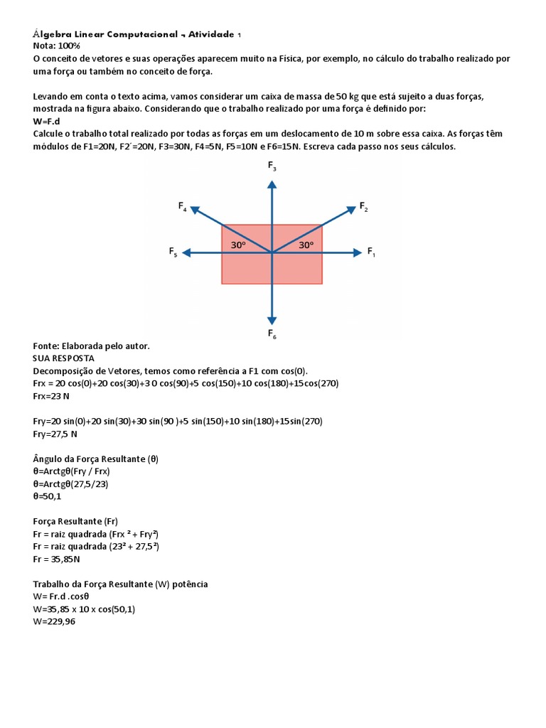 Álgebra Linear Computacional Atividade 1 | PDF