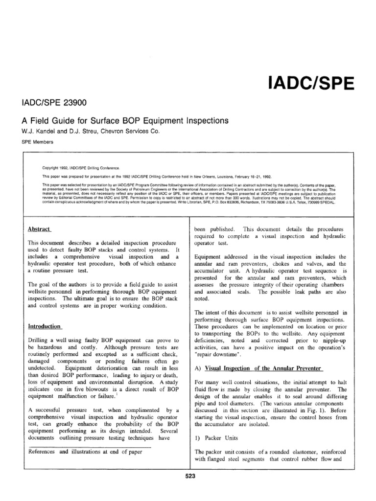 Spe 23900 (Guide To BOP Equipment) | PDF | Pump | Valve
