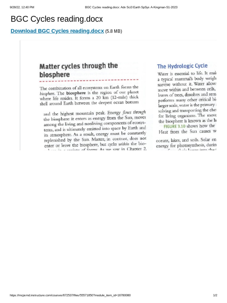 BGC Cycles Reading - Docx - Adv Sci3 Earth SpSys A-Kingman-S1-2023 | PDF | Technology & Engineering