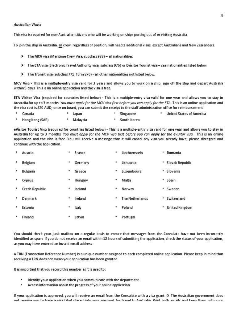 Maritime Crew Visa Application Guide | PDF | Immigration Law | National ...