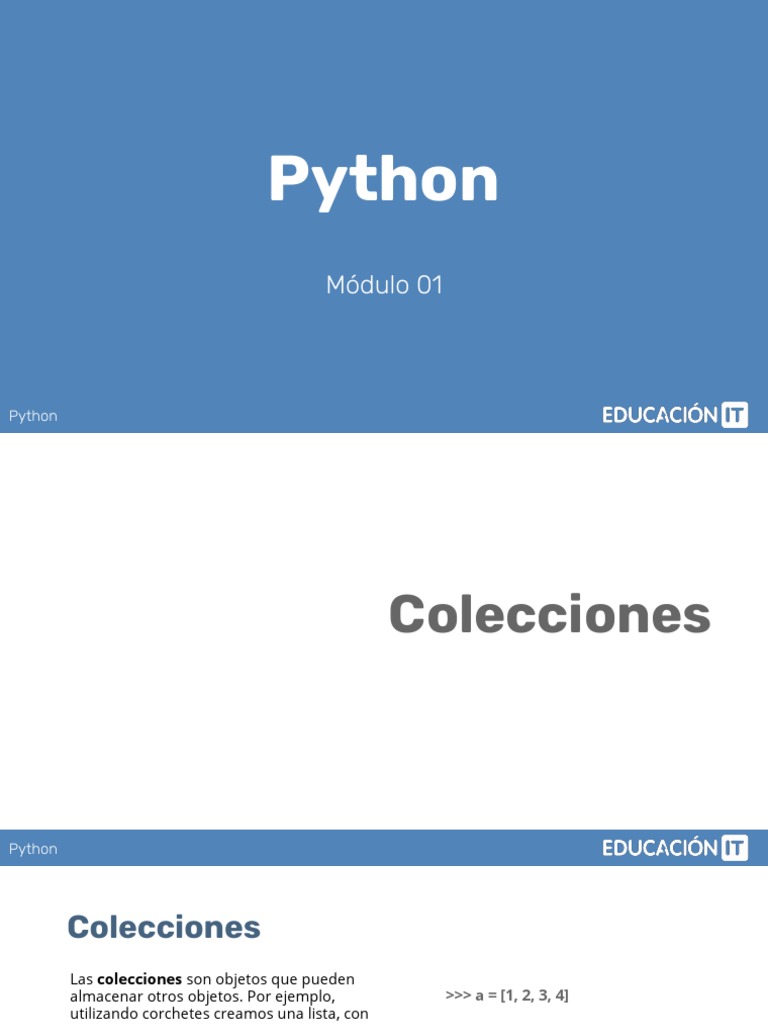 Colecciones | PDF | Python (lenguaje de programación) | Estructura de datos de matriz
