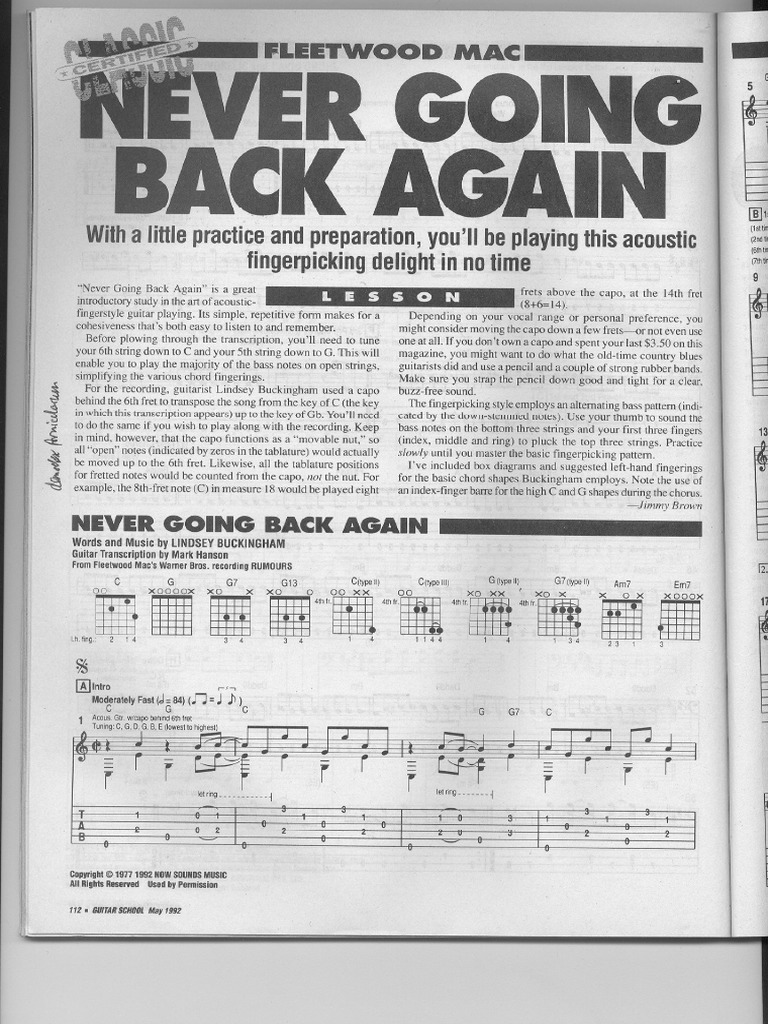 Never Going Back Again Guitar World | PDF