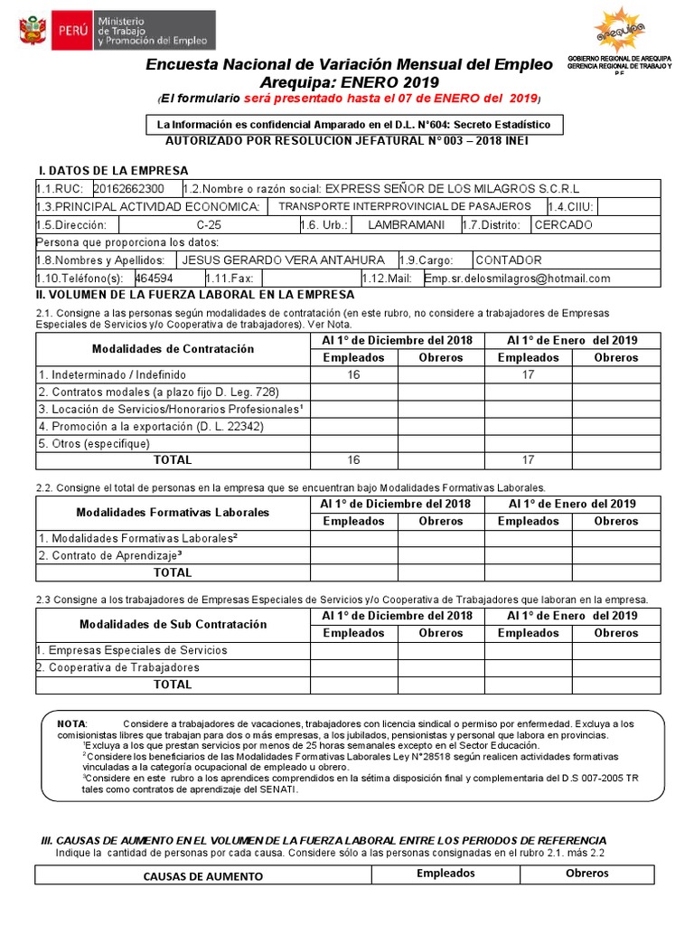 Formulario Enero 2019 | PDF