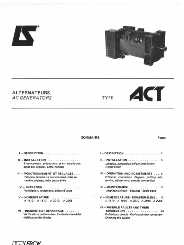 Alternateur Leroy Somer ACT | PDF