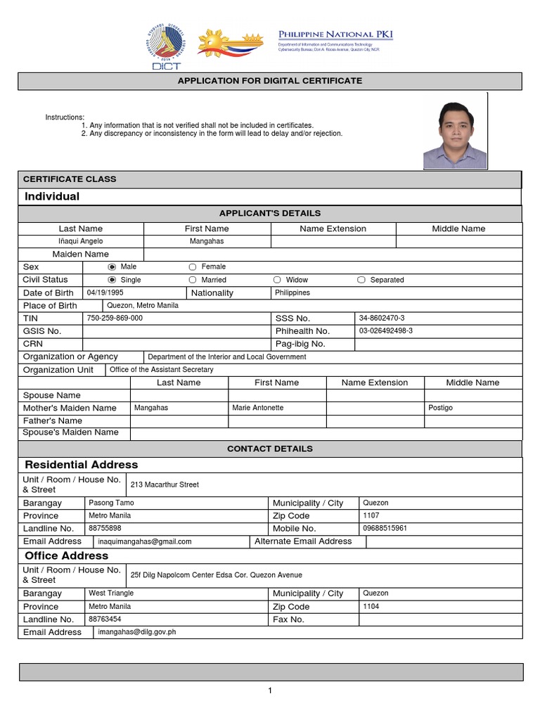 PNPKI Application Form | PDF | Identity Document | Governance