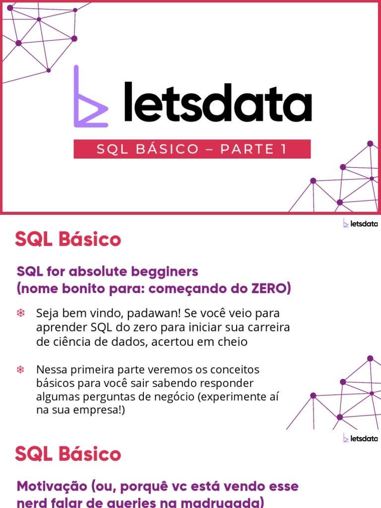 Lets Data Slides SQL Basico Parte 1 | PDF