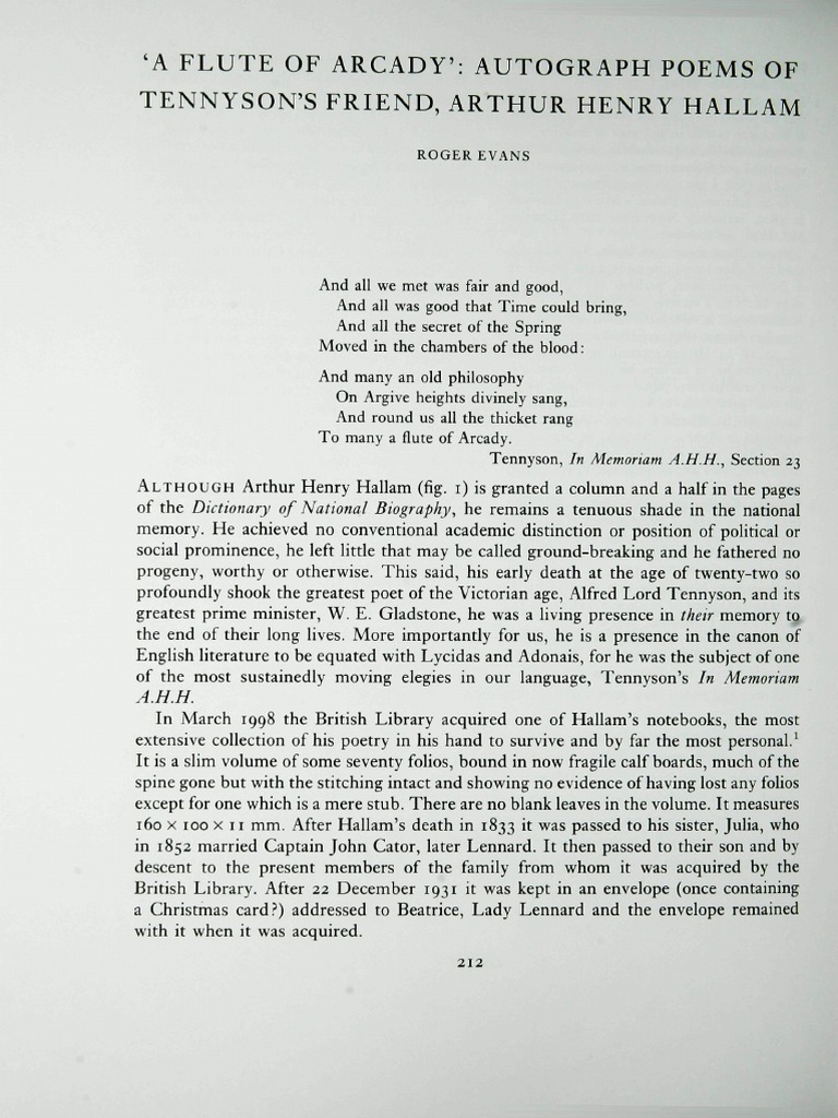 Arthur Henry Hallam's autograph poems and his friendship with Tennyson ...