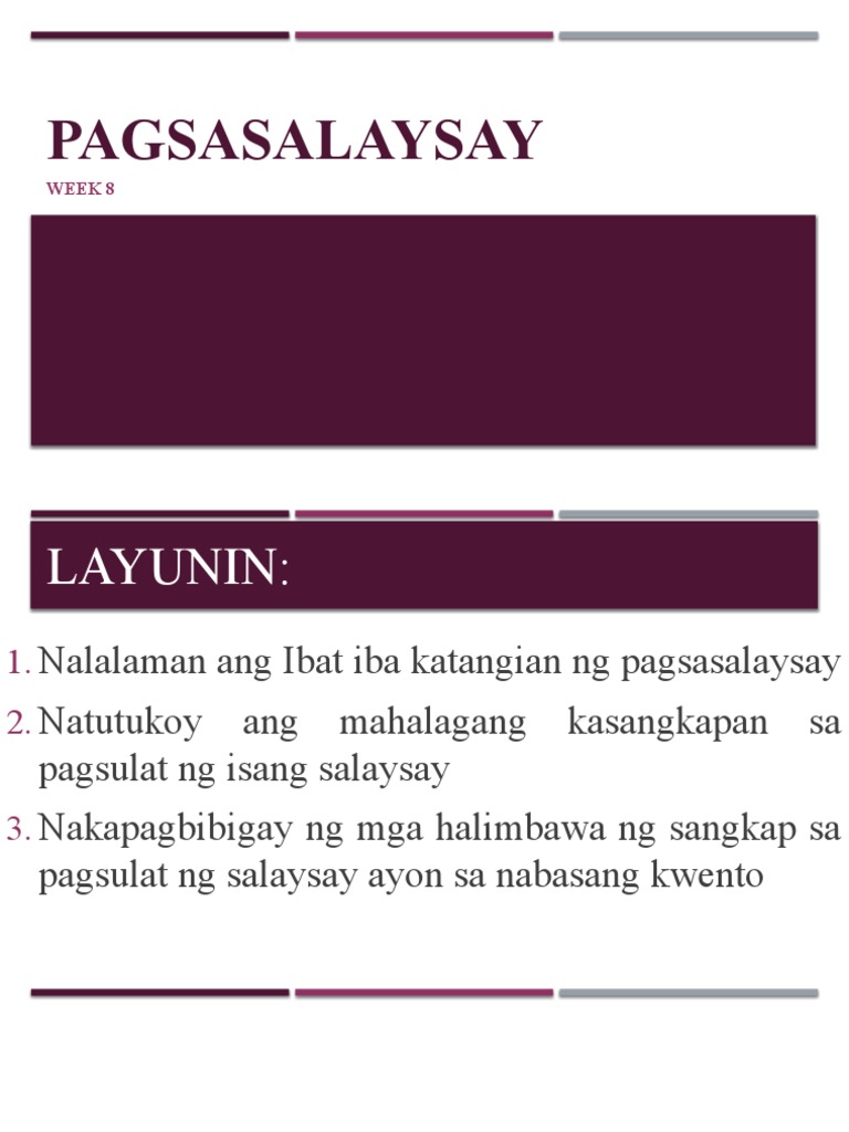 Week9 Pagsasalaysay | PDF