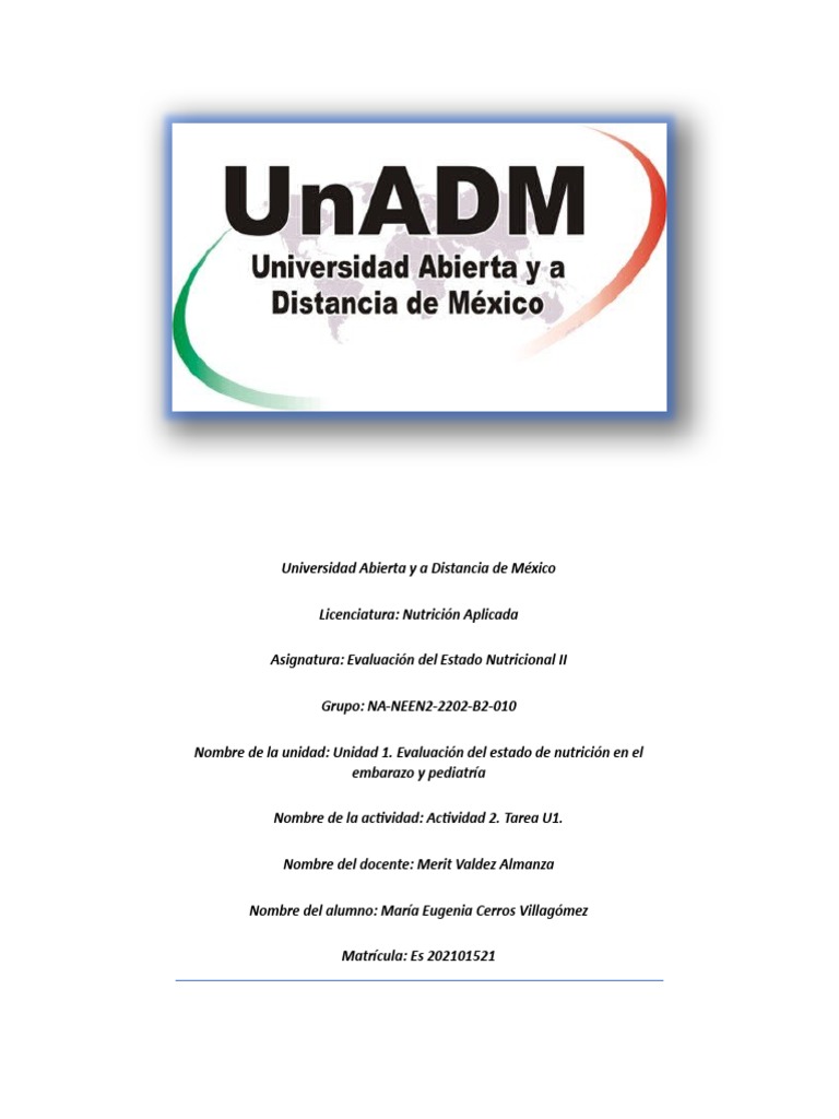 Een2 U1 A2 Macv | PDF | Alimentos | Índice de masa corporal