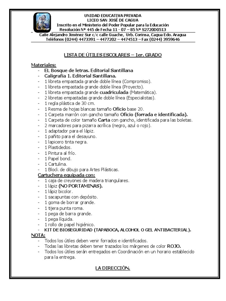 Lista de Útiles Todos Los Grados 2022-2023 | PDF | Lápiz | Grafito
