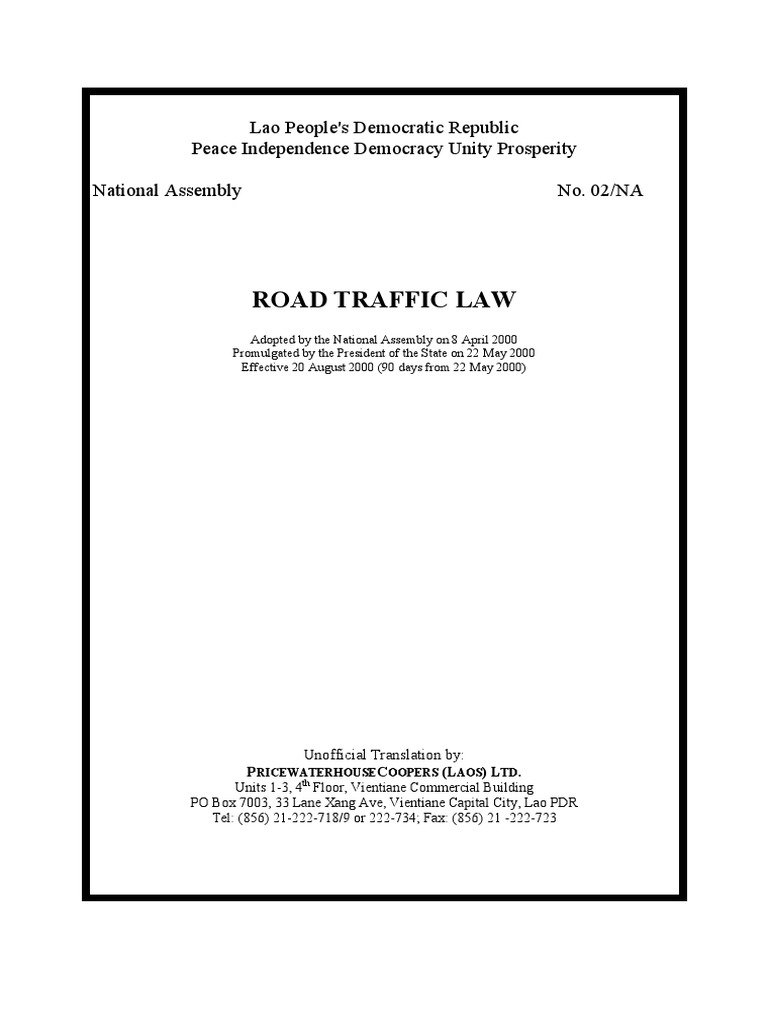 Lao Traffic Rules | PDF | Driver's License | Traffic