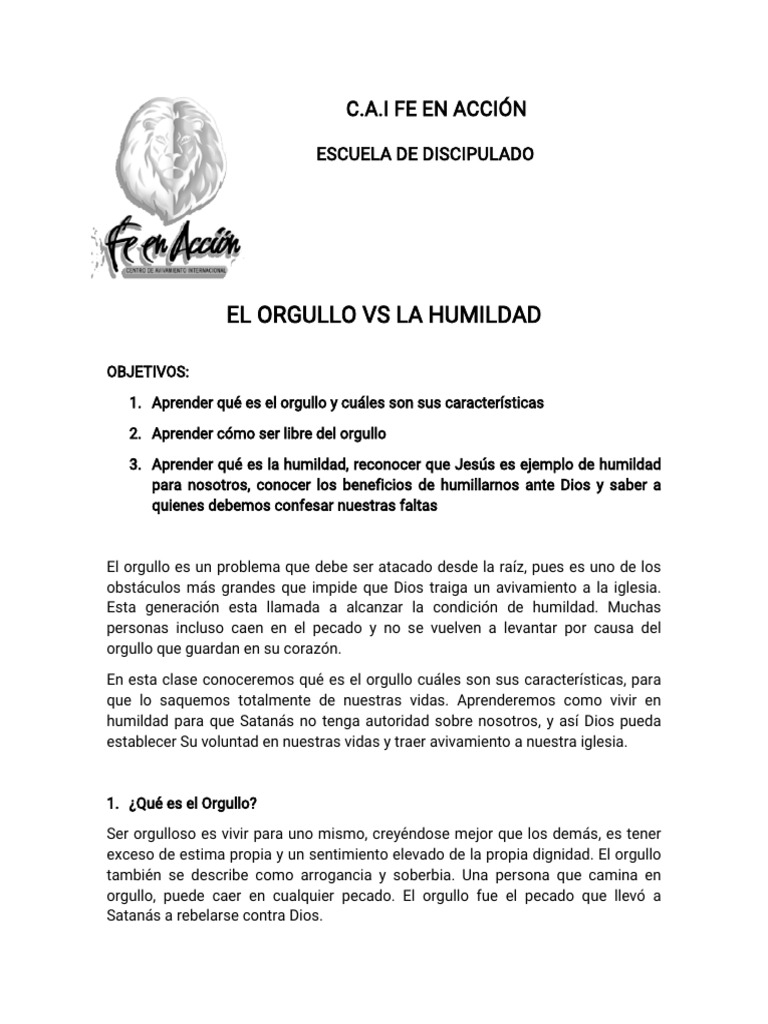 02 Orgullo Vs Humildad | PDF | Artes del lenguaje y disciplina