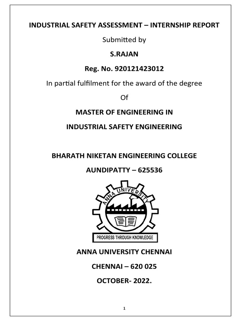 Rajan Industrial Safety Assessment - Internship Report | PDF | Safety