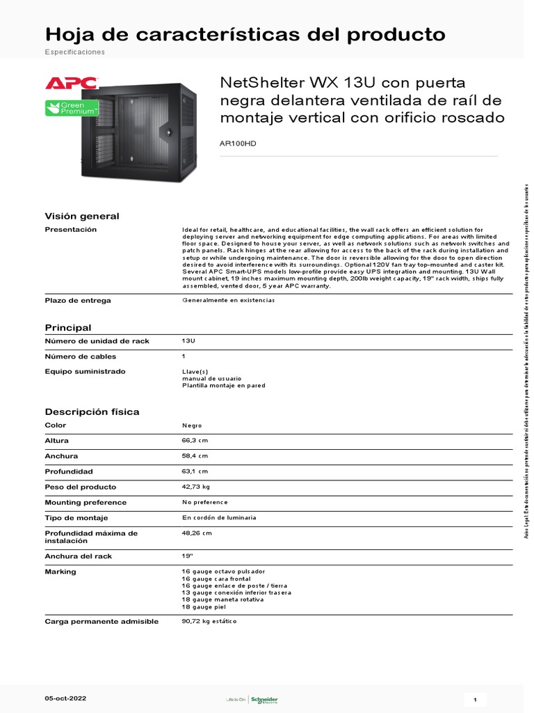 NetShelter Wall-Mount Enclosures - AR100HD | PDF