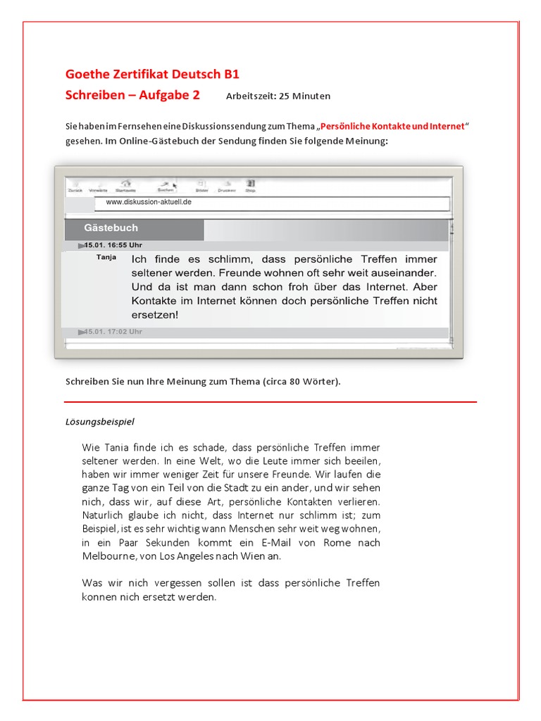 Schreiben Aufgabe 2 | PDF