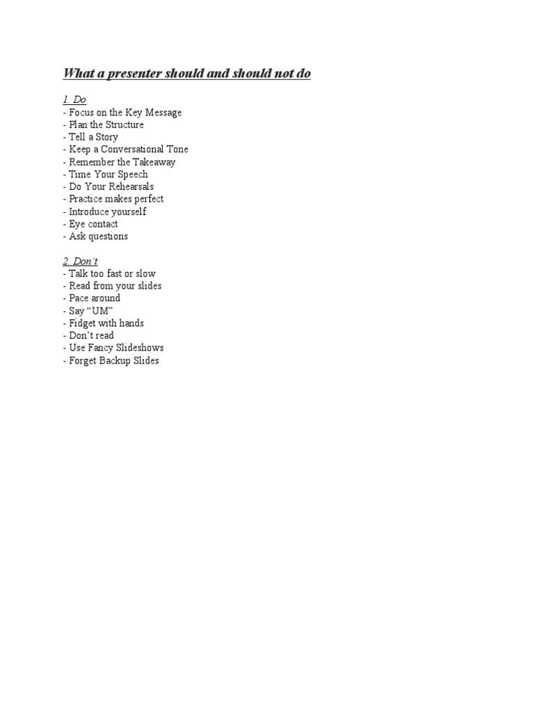 What A Presenter Should and Should Not Do | PDF | Language Arts ...