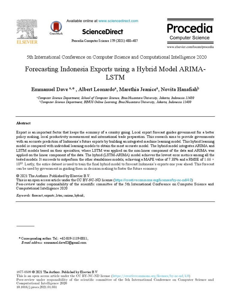 Indonesian Export Arima LSTM | PDF | Autoregressive Integrated Moving ...