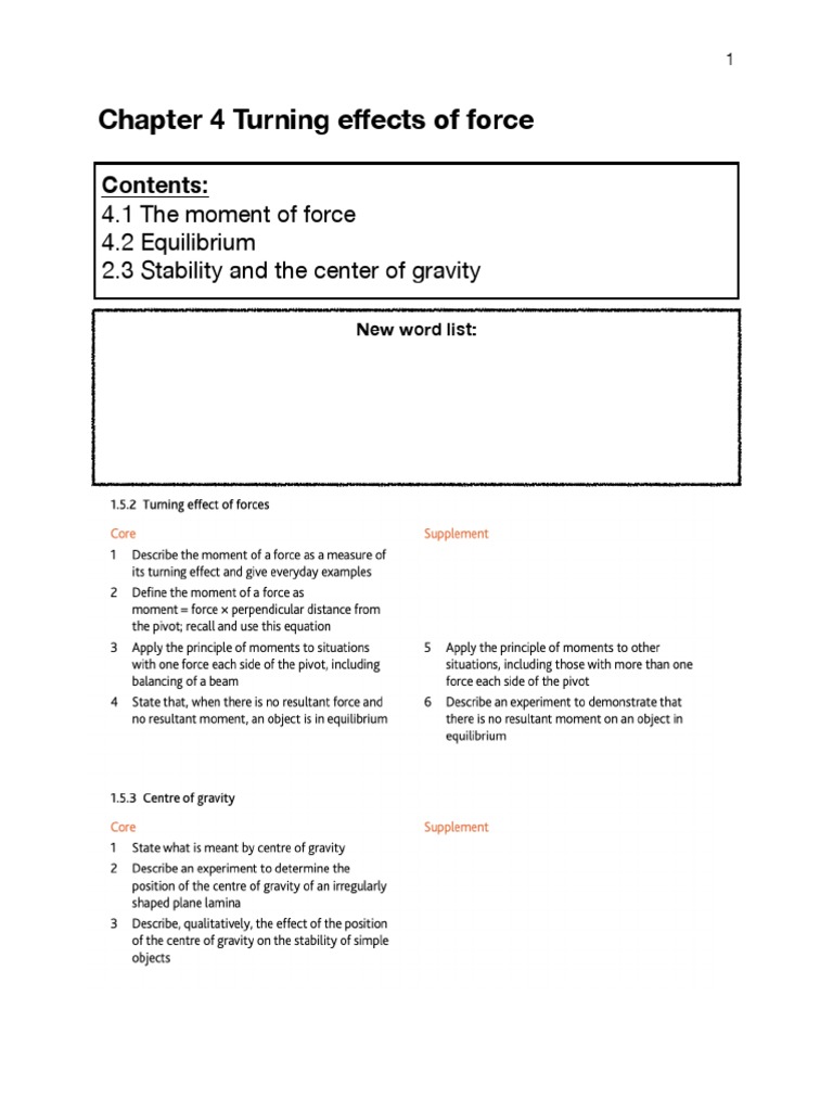 Chapter 4 Turning Effects of Forces | PDF | Center Of Mass | Force