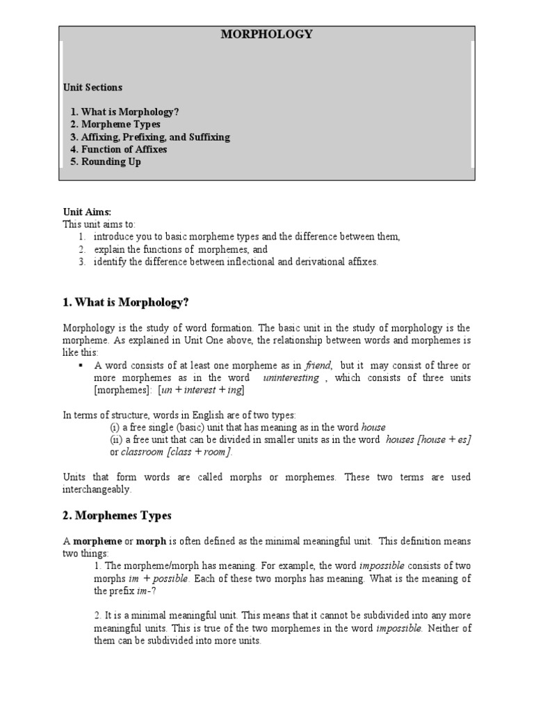 MORPHOLOGY Introduction | PDF | Morphology (Linguistics) | Word