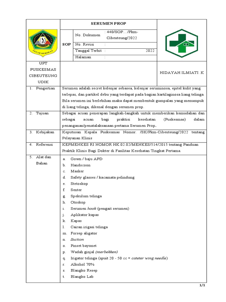 Sop Serumen Prop | PDF