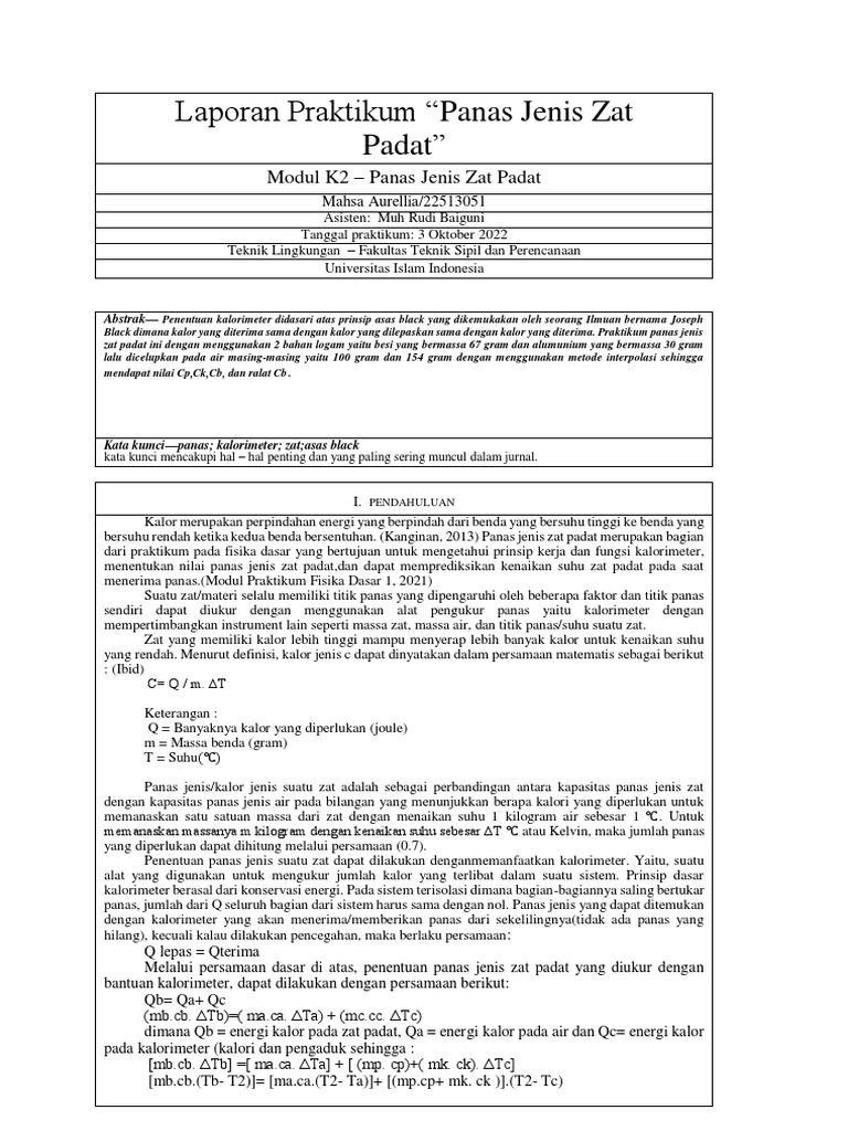 Praktikum Panas Jenis Zat Padat | PDF | Sains & Matematika
