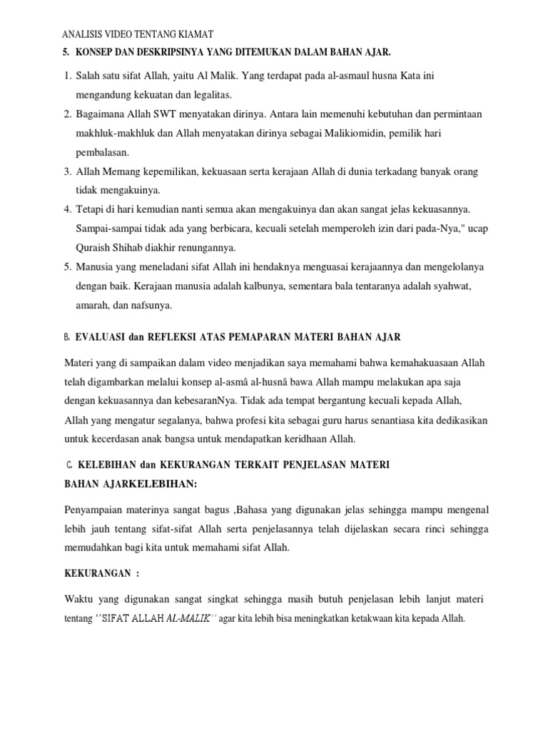 Sifat Allah Al Malik dalam Kehidupan Sehari-hari | PDF