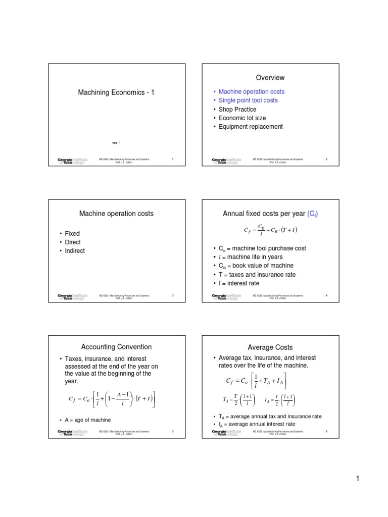 Machining Economics and Cost Analysis | PDF | Industries | Production ...