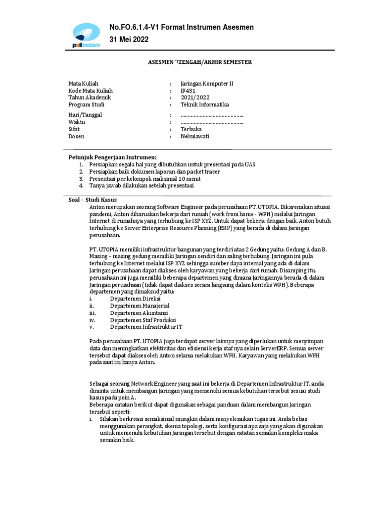 No - FO.6.1.4-V1 Format Instrumen Asesmen | PDF