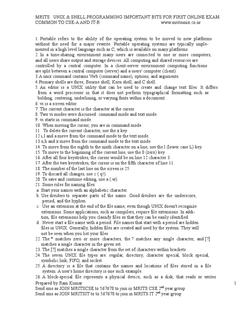 Online Unix Bits | PDF | Command Line Interface | Computer File