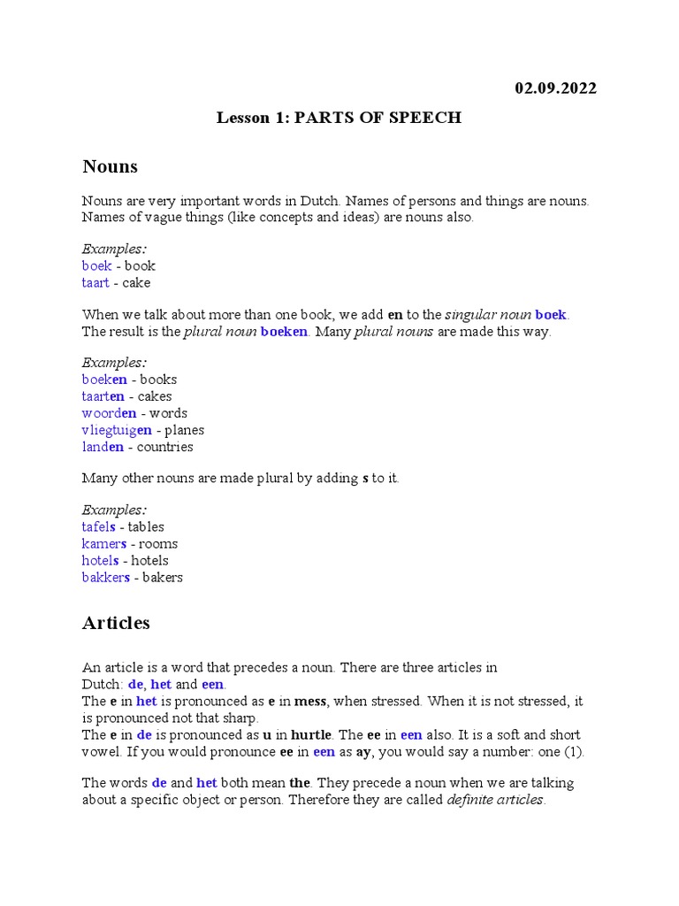 Dutch Lesson 1 | PDF