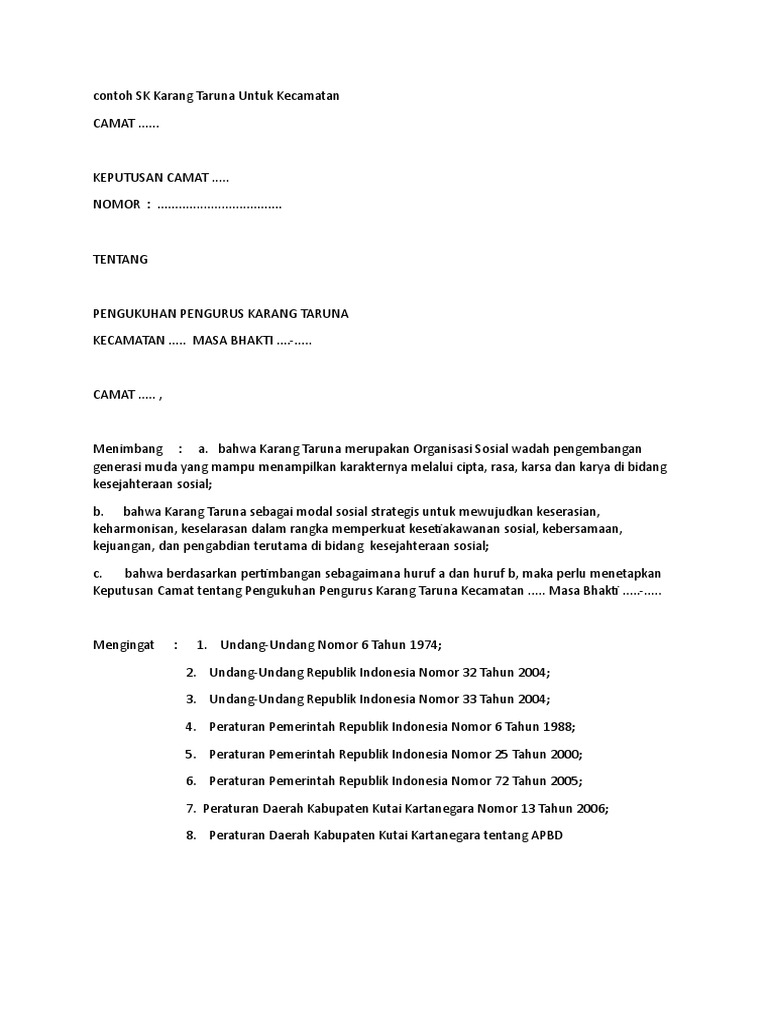 519997390-Contoh-SK-Karang-Taruna-Untuk-Kecamatan Iqbal | PDF