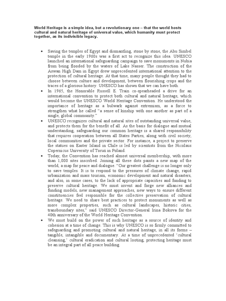 World Heritage Is A Simple Idea | PDF | Cultural Heritage | World ...
