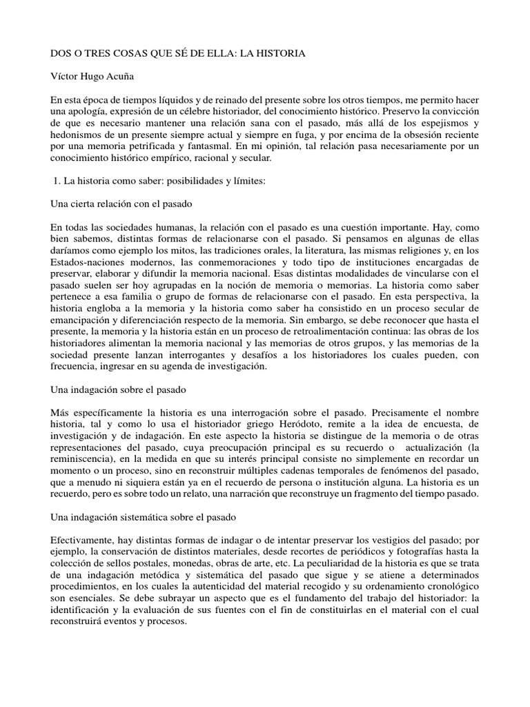 Acuña Víctor Hugo Artículo Dos O Tres Cosas Que Sé De Ella La