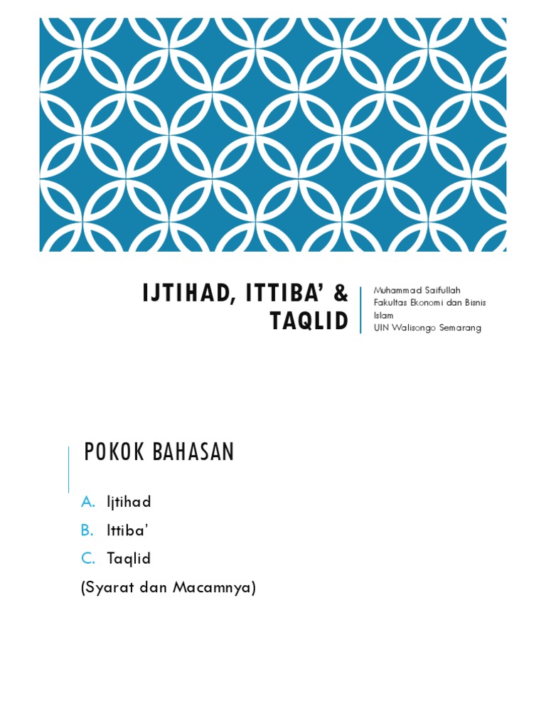 7-Ijtihad, Ittiba' Dan Taqlid | PDF