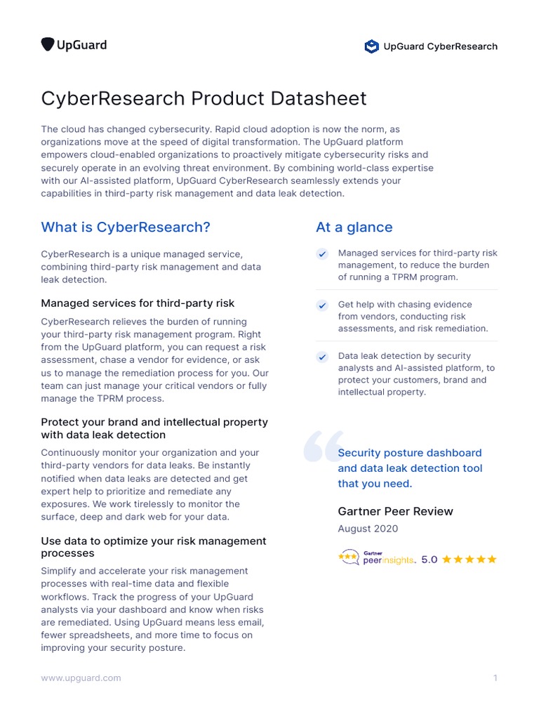 UpGuard CyberResearch Datasheet | PDF | Computer Security | Security