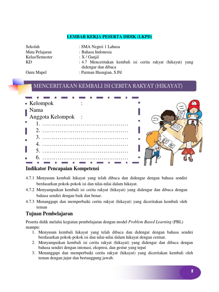 LKPD - Teks Hikayat | PDF