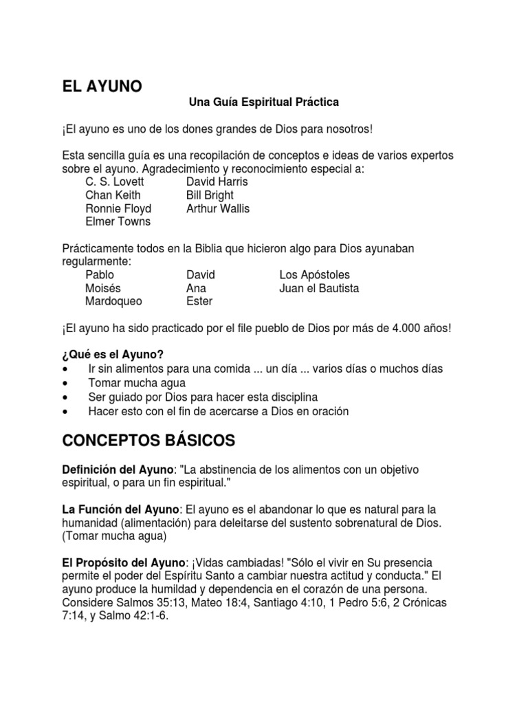 Guía Práctica del Ayuno Espiritual | PDF | Oración | Rápido