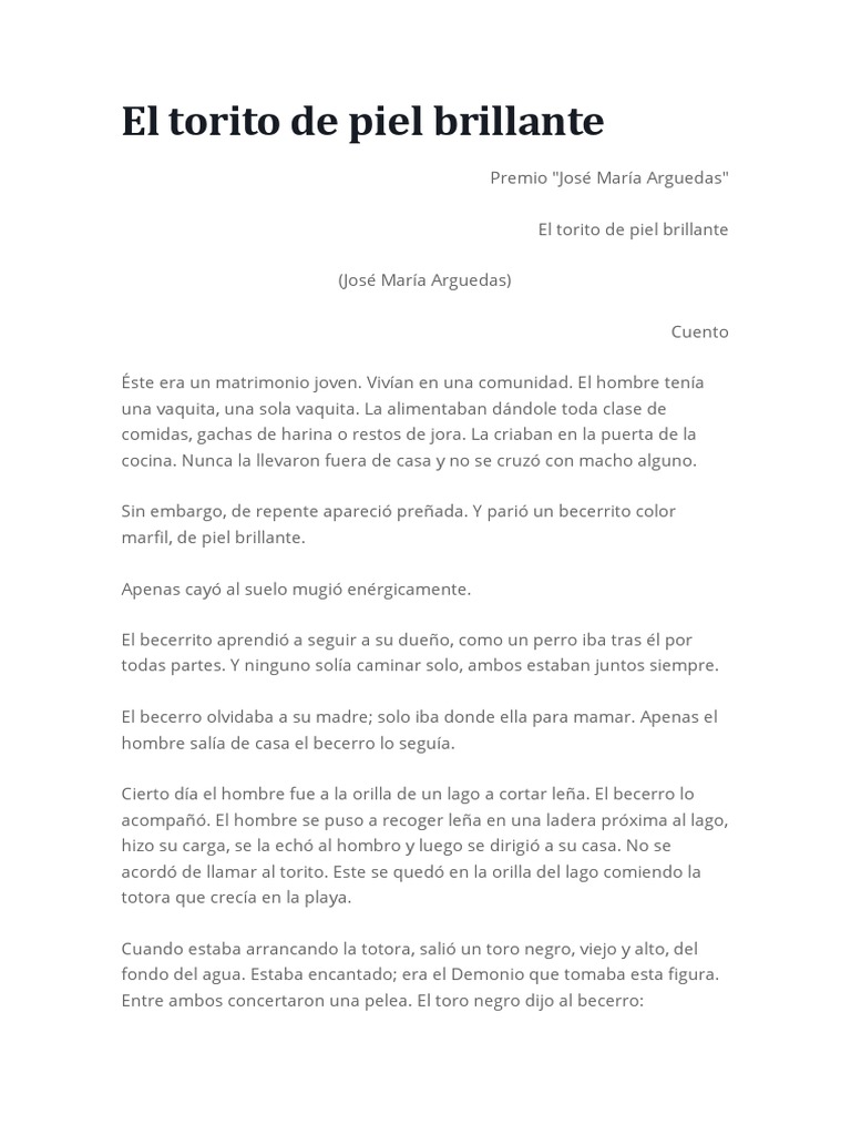 El Torito de Piel Brillante | PDF