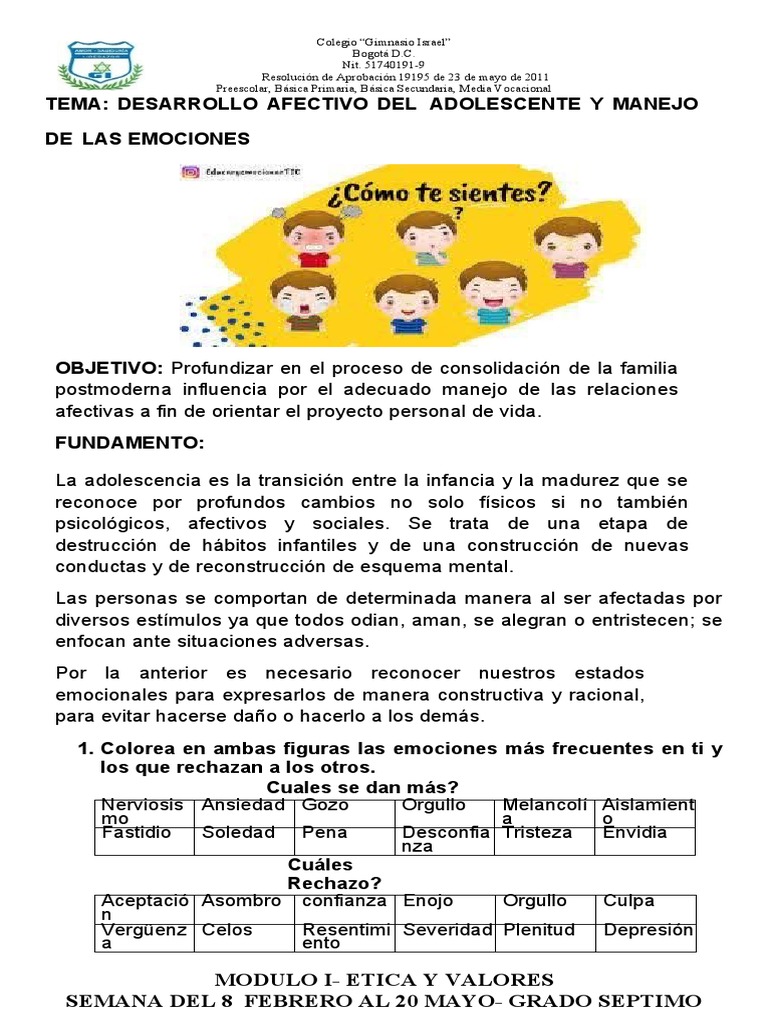 Septimo Etica 1p | PDF | Las emociones | Familia
