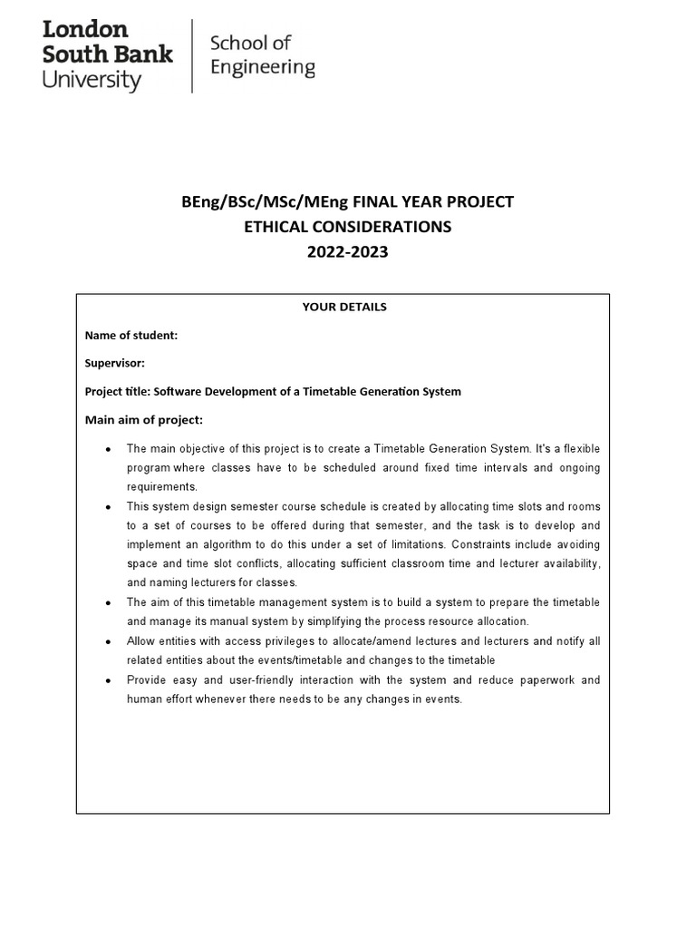 Ethics Form - 2022-2023 | PDF
