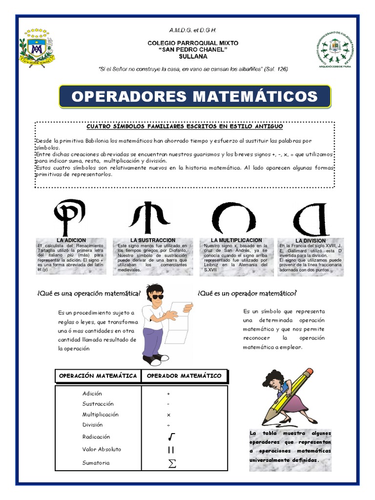 Operadores Matematicos 4to | PDF | División (Matemáticas) | Sustracción