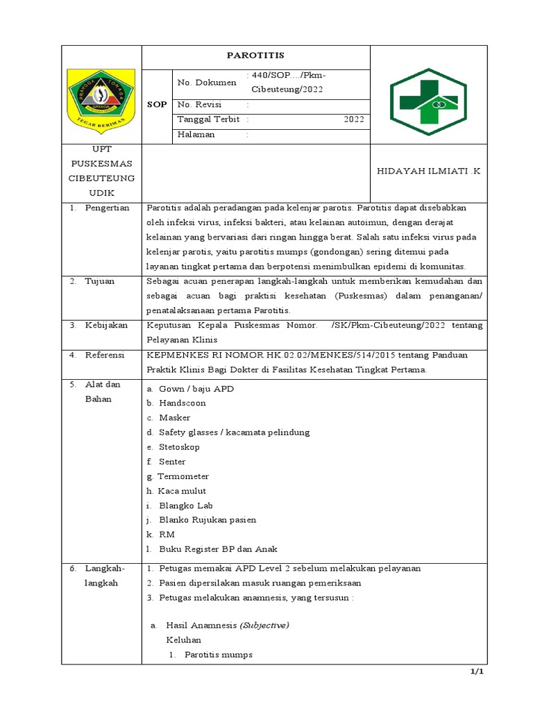 Sop Parotitis | PDF
